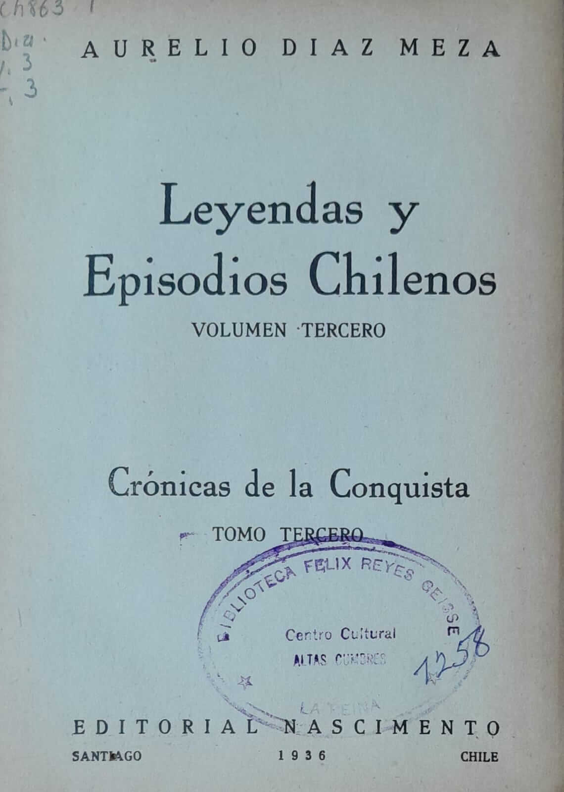 Leyendas Y Episodios Chilenos Tomo Tercero | Libropolis Chile
